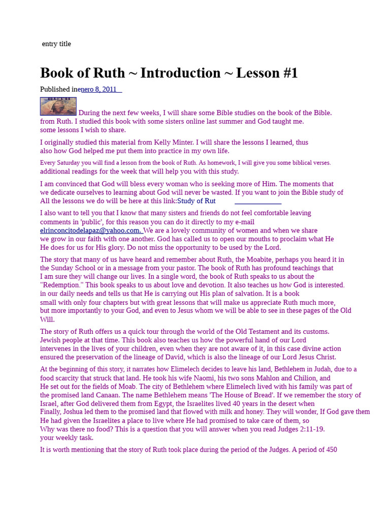 Studies of The Book of Ruth | PDF | Ruth (Biblical Figure) | Book Of Ruth