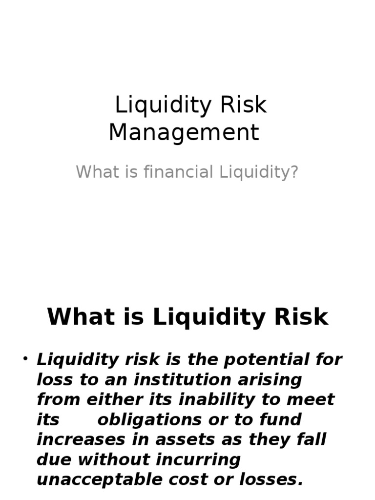 Liquidity Risk Management - Snapshot | PDF | Liquidity Risk | Market ...
