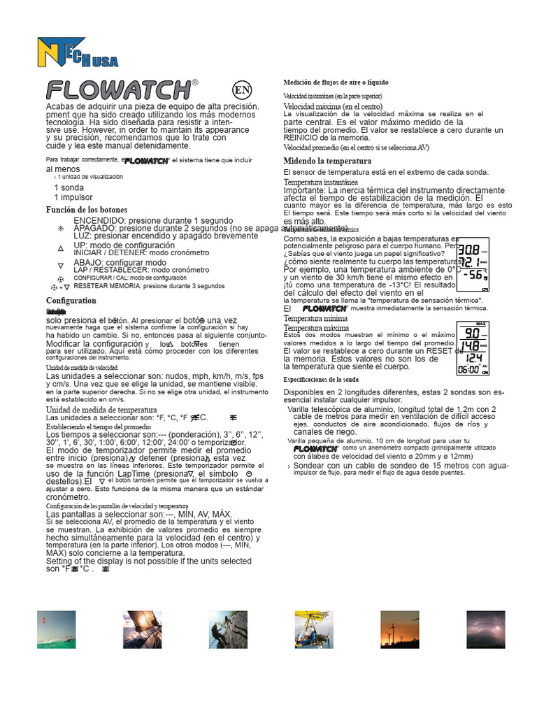 Manual Del Medidor de Flujo de Canal Abierto JDC-FLOWATCH | PDF | Temperatura | Medición