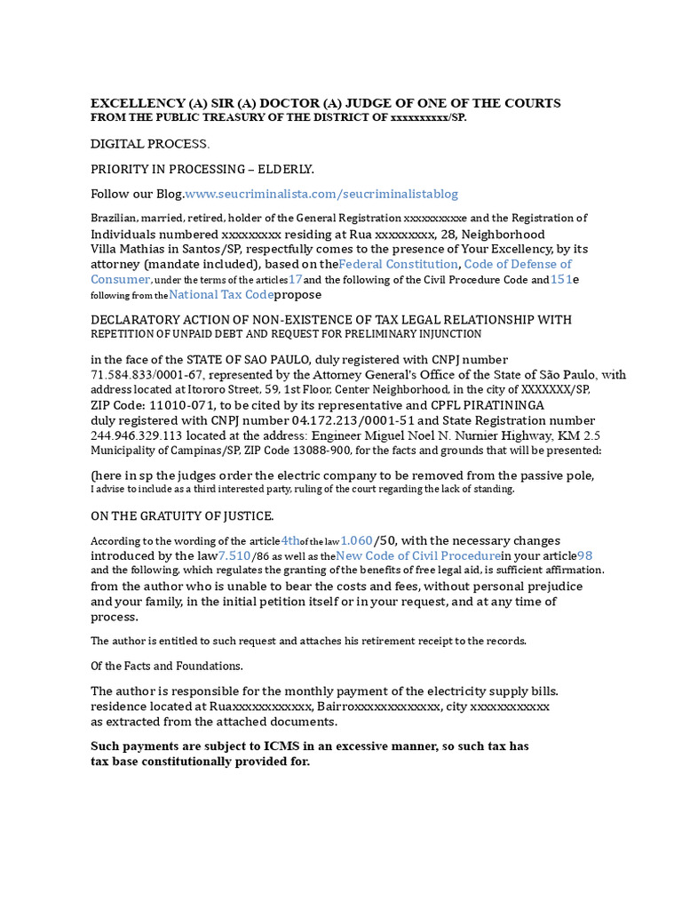 Model Declaration Action of Non Existence of Tax Legal Relationship C C ...