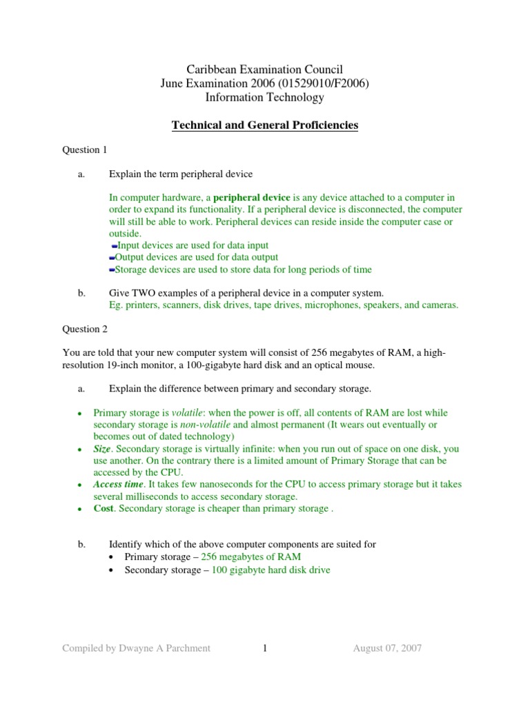 Information Technology Past Paper June 2006 | PDF | Computer Data ...