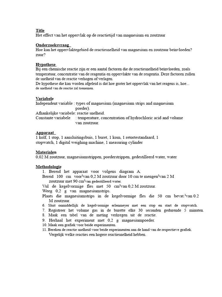 Snelheid Van Reactie Bwat Sendiri | PDF
