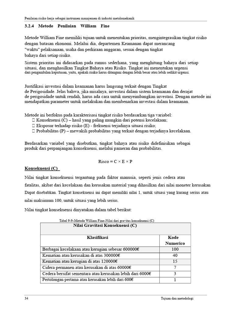 Metode William Fine untuk Penilaian Risiko | PDF