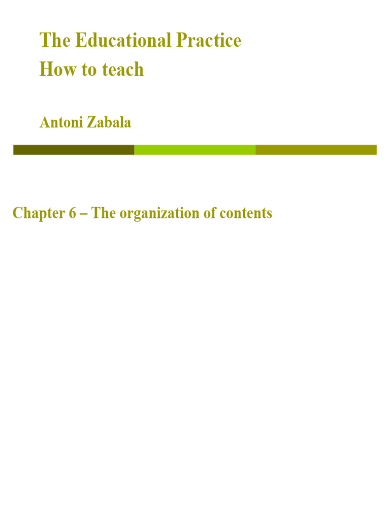 The Educational Practice - The Organization of Content | PDF ...