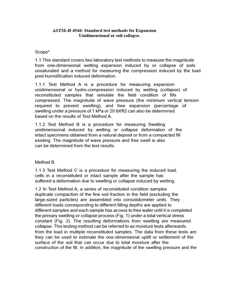 ASTM D4546: Soil Expansion Tests | PDF | Deformation (Engineering ...