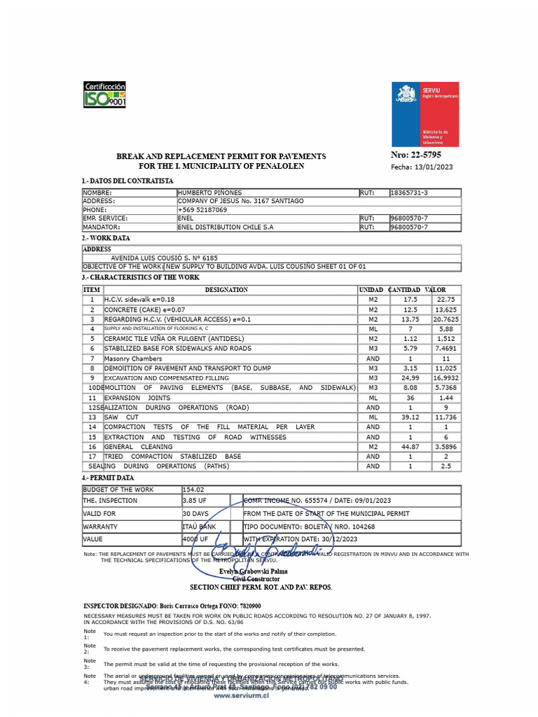 Break and Replacement Permit for Pavements | PDF | Sidewalk | Road