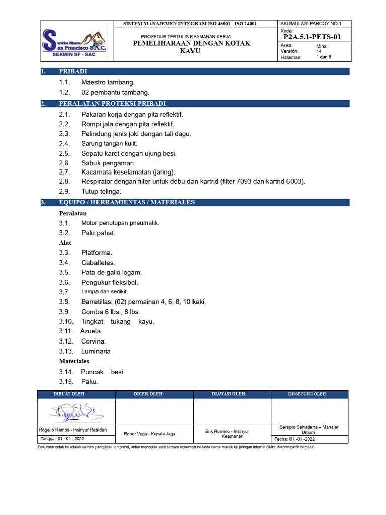 P2A.5.1-PETS-01 Dukungan Dengan Kayu v14(16.10.2021) | PDF