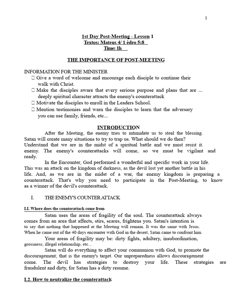 Post-Encounter Lesson 1 Overview | PDF | Jesus | Satan