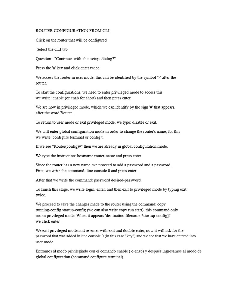 Router CLI Configuration Guide | PDF | Command Line Interface ...