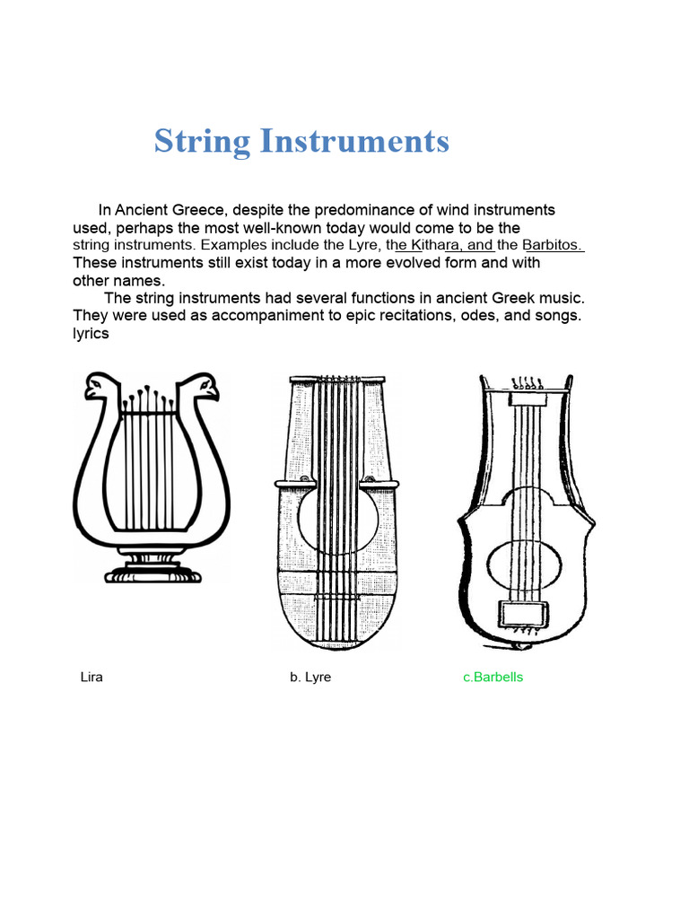 Ancient Greek String Instruments Overview | PDF | Chordophones | String ...