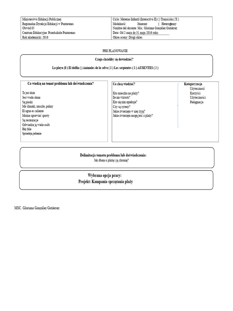 Plan Projekt Plaża | PDF