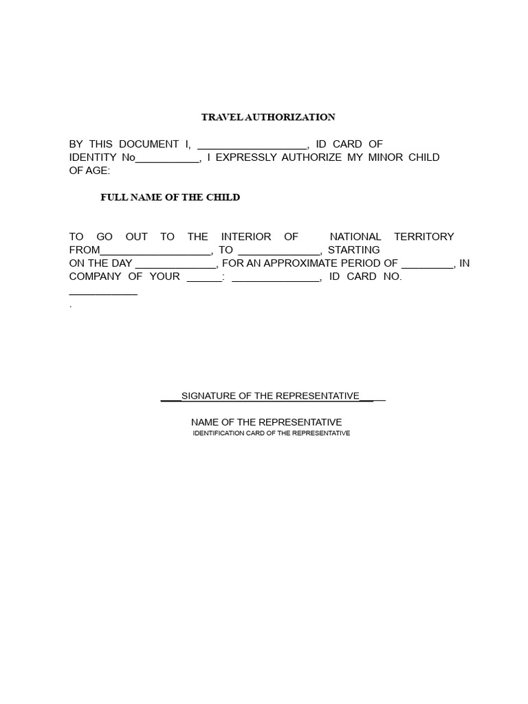 Minor Travel Authorization Form | PDF