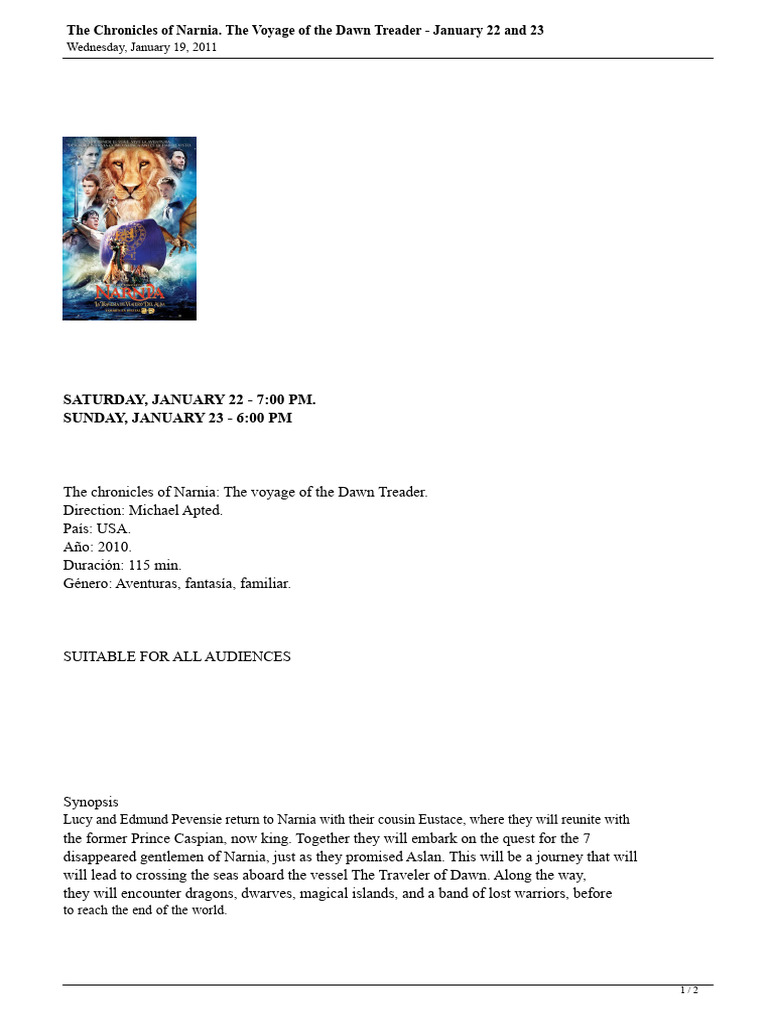 The Chronicles of Narnia: The Voyage of the Dawn Treader | PDF