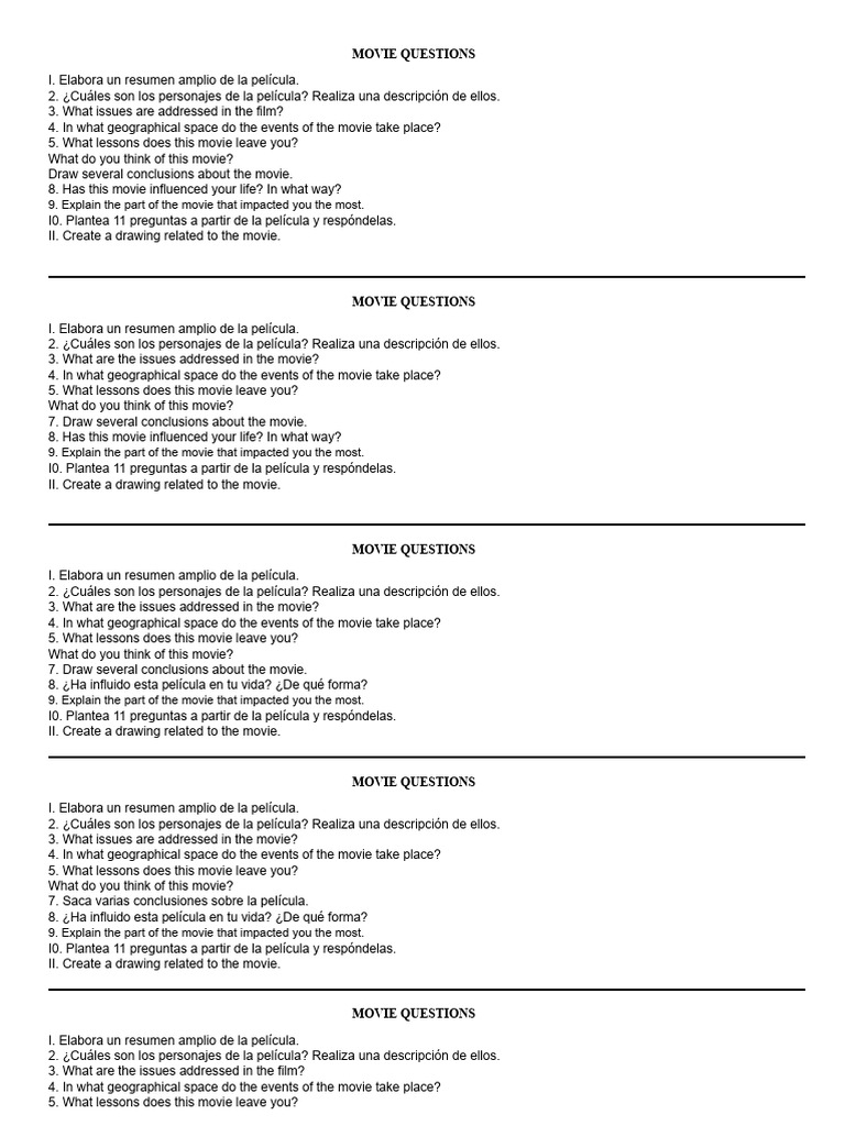 Preguntas Clave sobre Películas | PDF