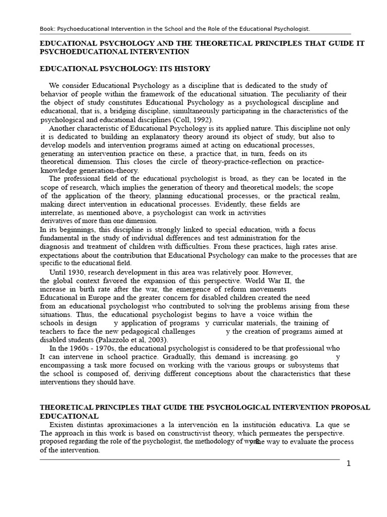 Psychoeducational Intervention Book | PDF | Educational Psychology | Psychology