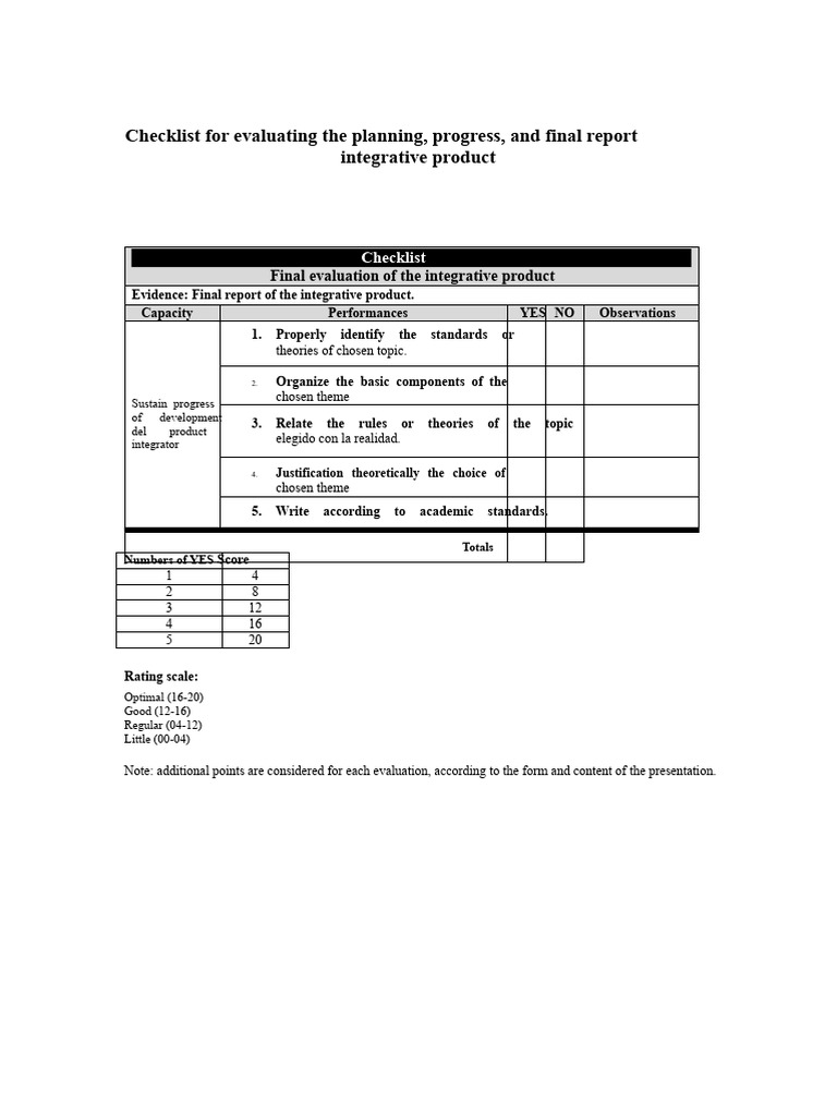 Checklist For Evaluating The Report | PDF
