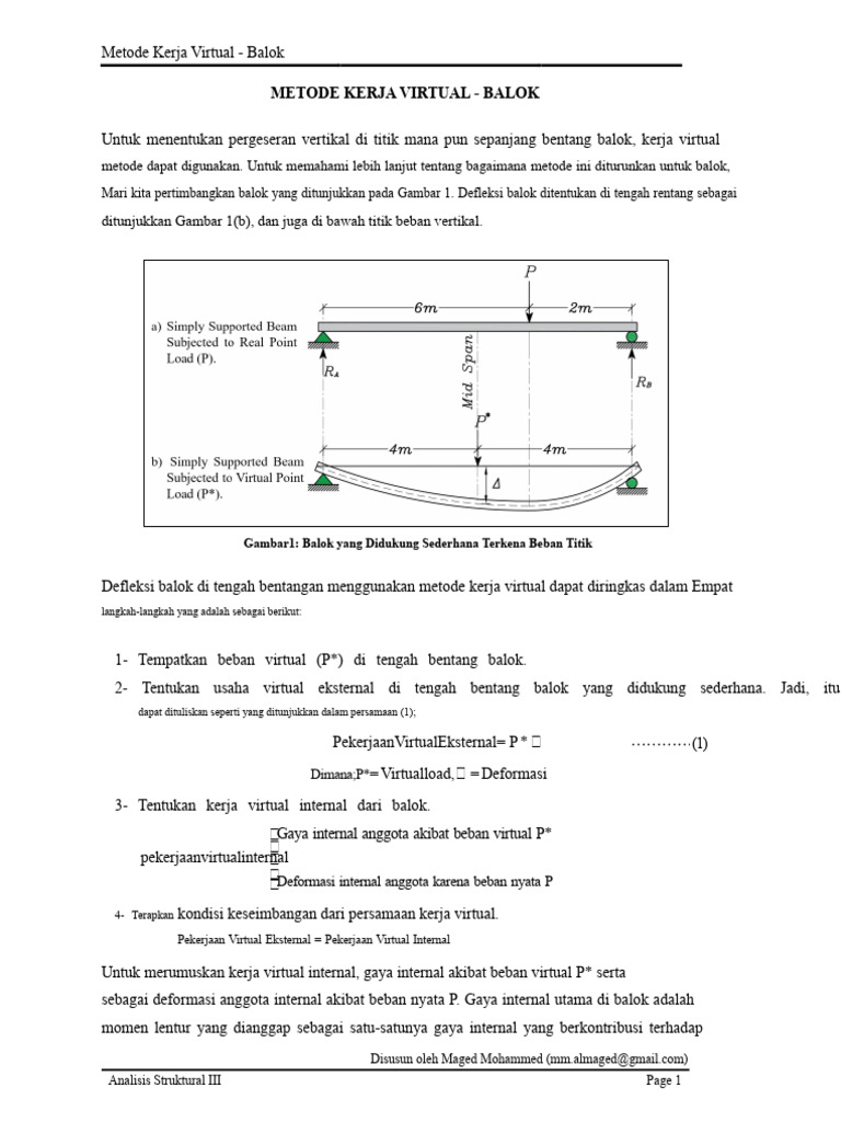 Metode Kerja Virtual Balok | PDF