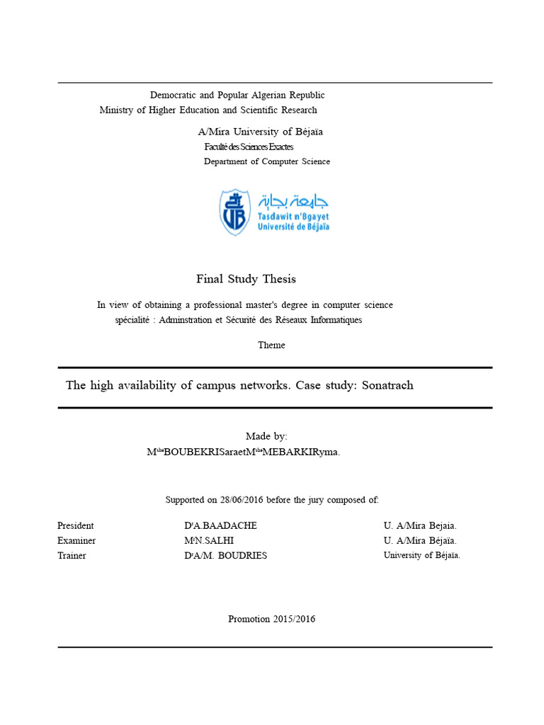 High Availability of Campus Networks. Case Study of Sonatrach | PDF ...