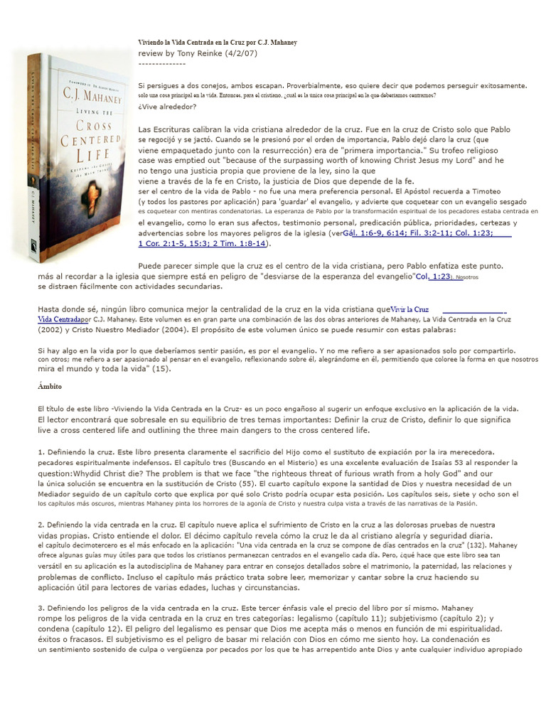 Viviendo La Vida Centrada en La Cruz Por CJ Ma Haney | PDF | Cristo ...