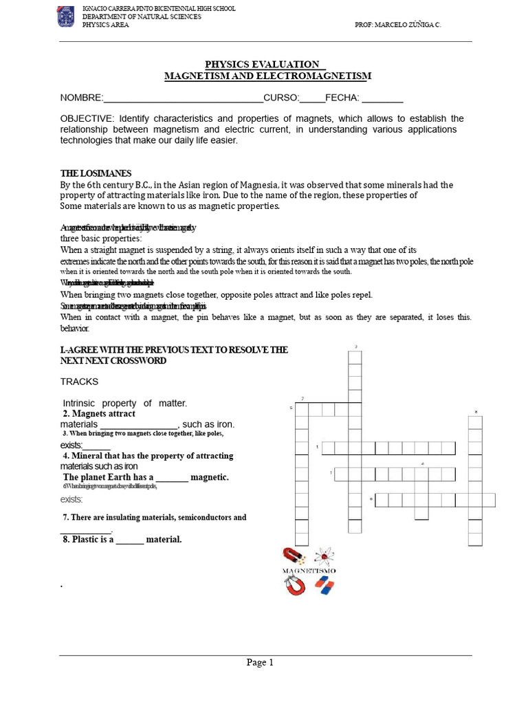 Physics Evaluation: Magnetism Concepts | PDF | Magnetic Field | Magnet
