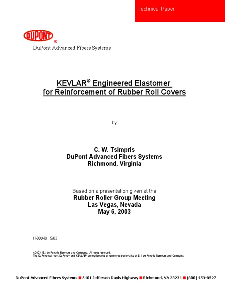 H-89940 KEVLAR Engineered Elastomer For Reinforcement of Rubber R | PDF ...