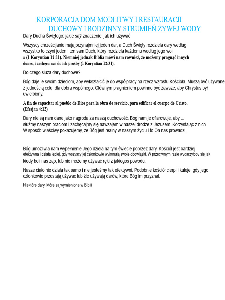 Dary Ducha Świętego I Temperament | PDF
