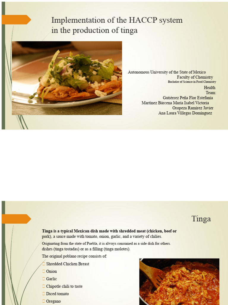 HACCP Implementation for Tinga Production | PDF | Meat | Poultry