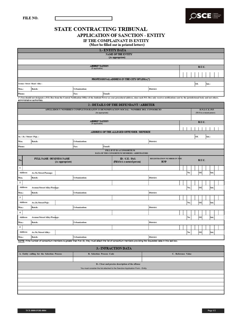 Sanction Application Form for Entities | PDF | Arbitral Tribunal ...