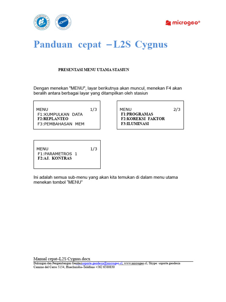 Panduan Cepat L2S Cygnus: Menu dan Data | PDF