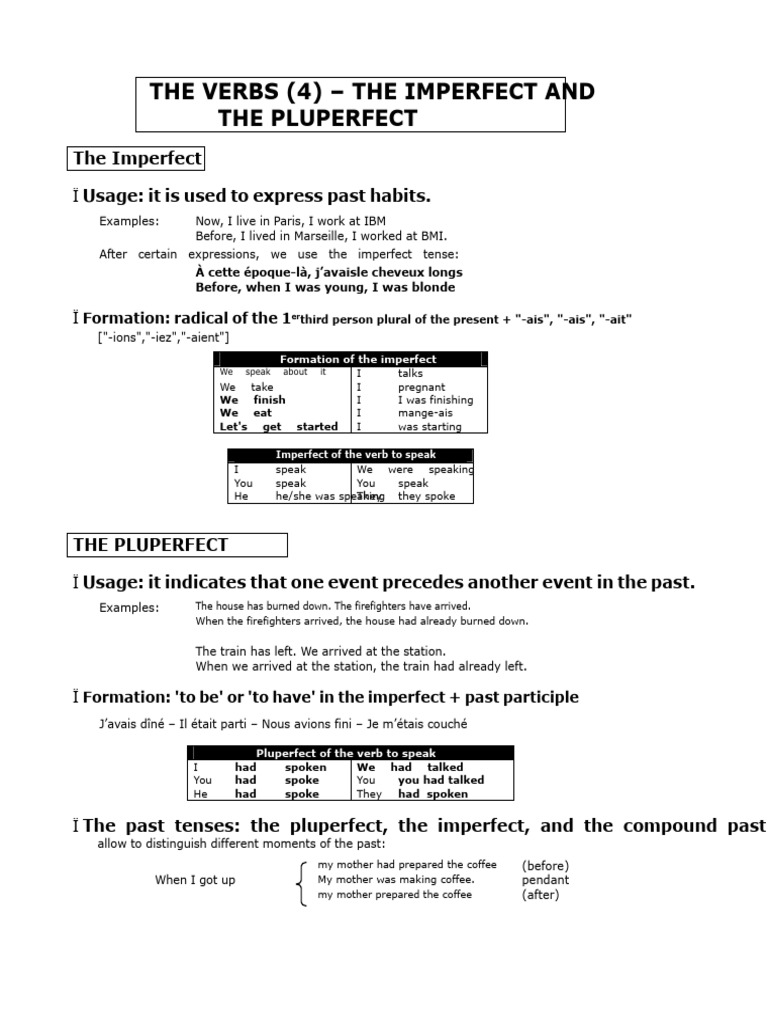 Understanding Imperfect & Pluperfect Tenses | PDF | Semantics ...