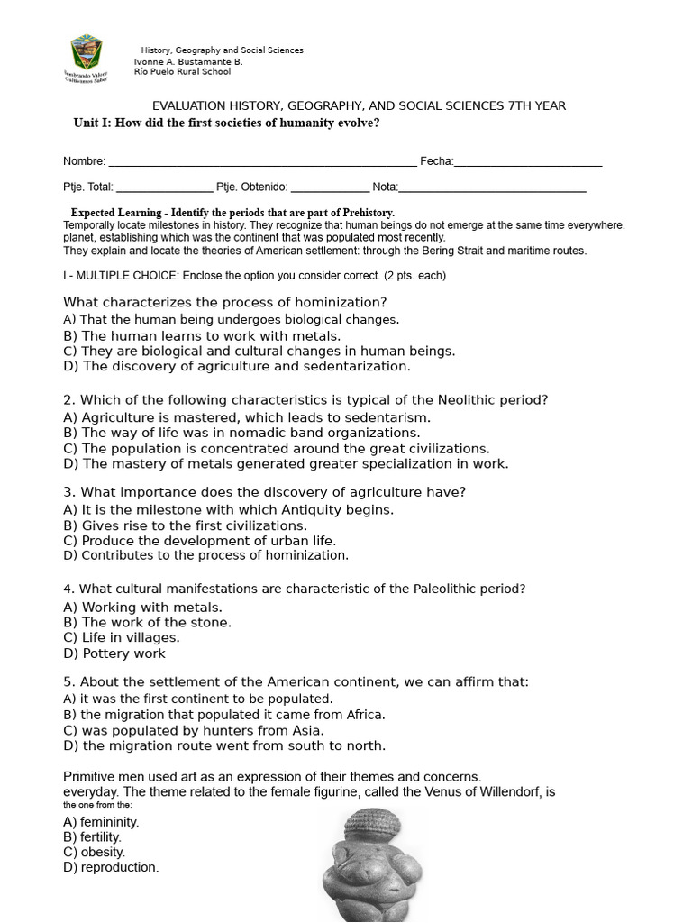 7th Grade History Evaluation: Early Societies | PDF