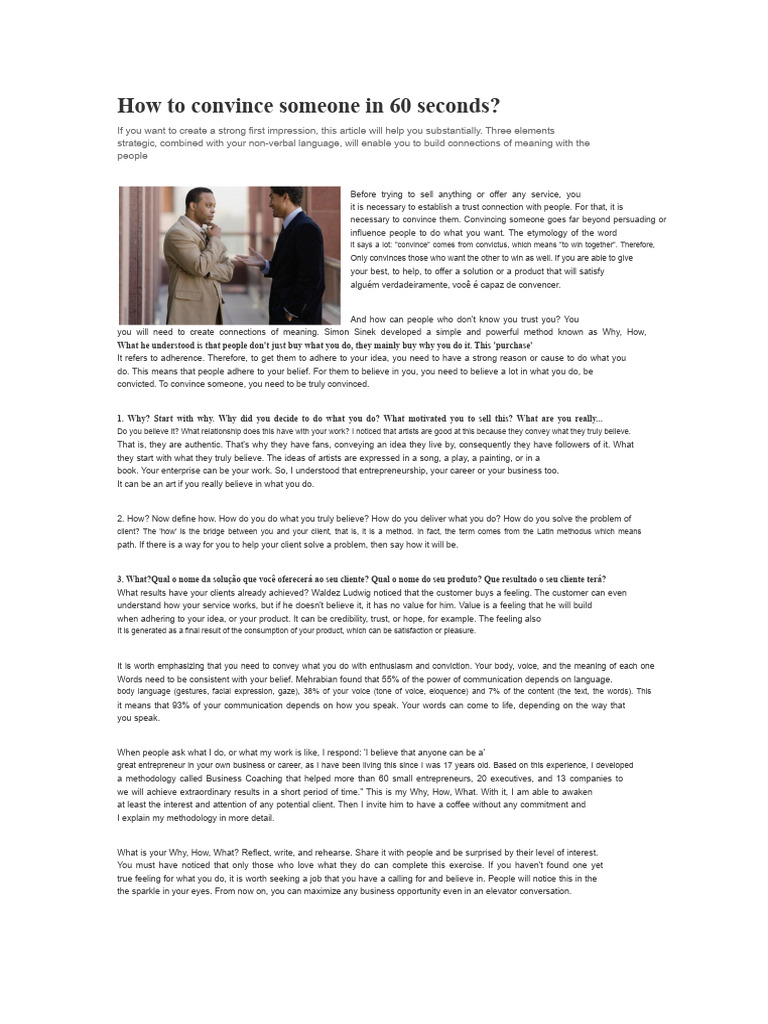 How To Convince Someone in 60 Seconds | PDF | Body Language | Communication