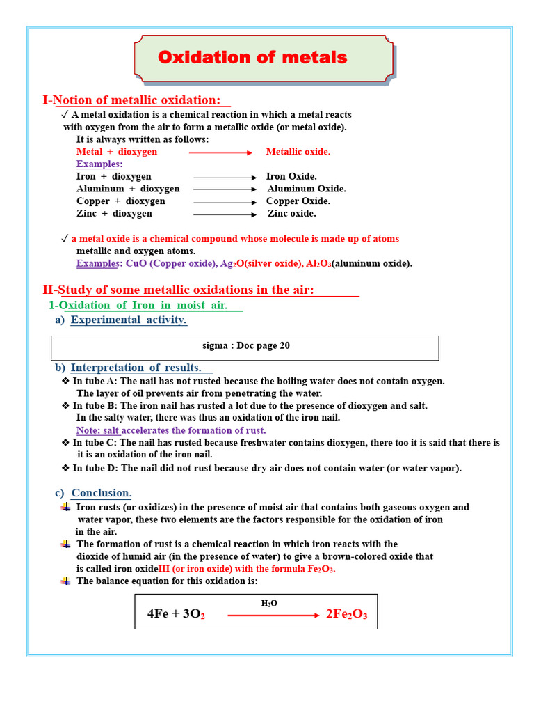 chapter 3 Oxidation of metals (1) (1) | PDF | Rust | Redox