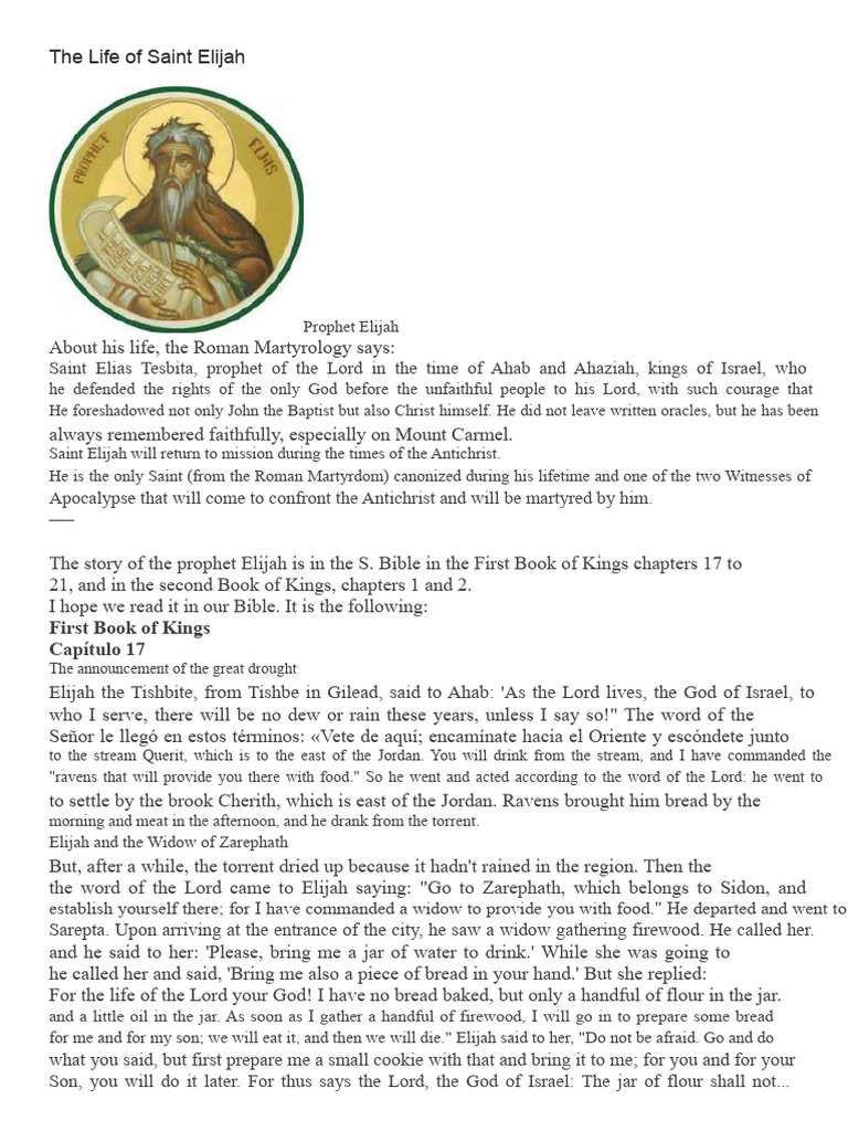 The Prophet Elijah | PDF | Elijah | Books Of Kings