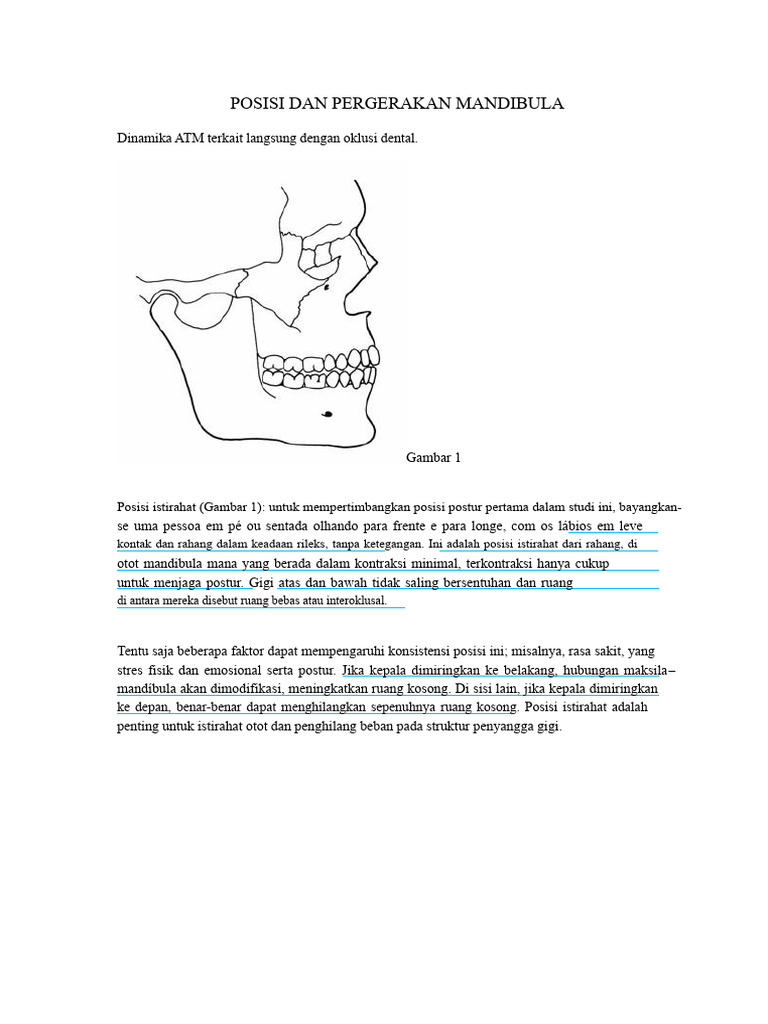 Dinamika Posisi dan Gerakan Mandibula | PDF