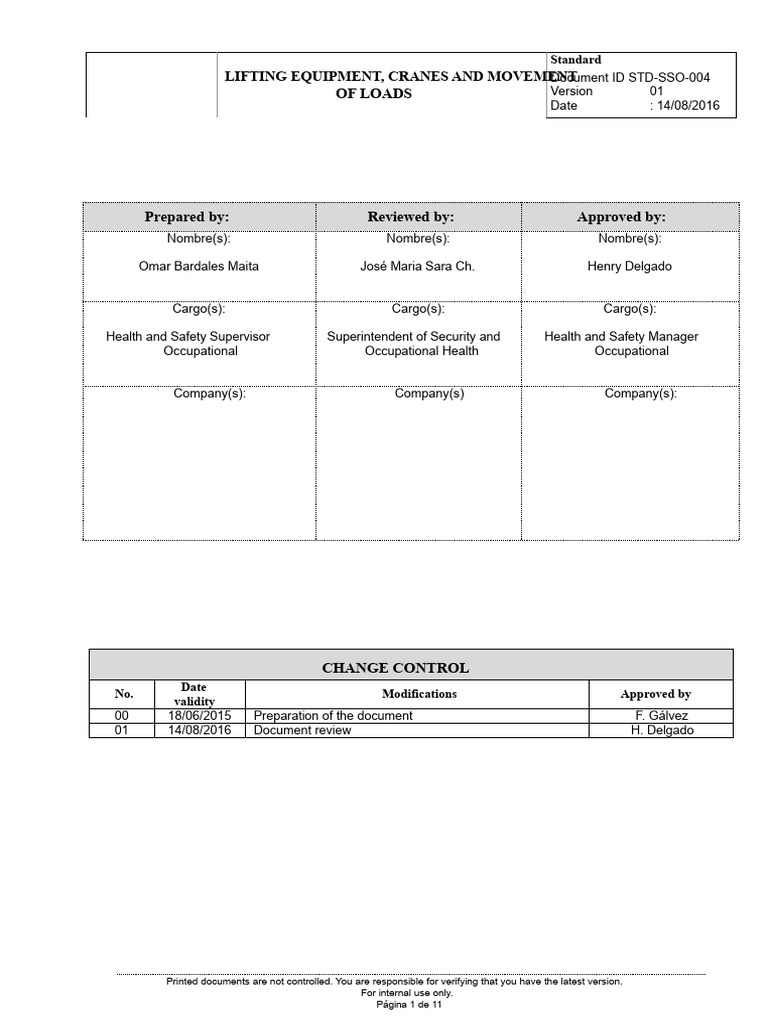 STD-SSO-004 Lifting Equipment, Cranes, and Load Handling Rev1 | PDF ...
