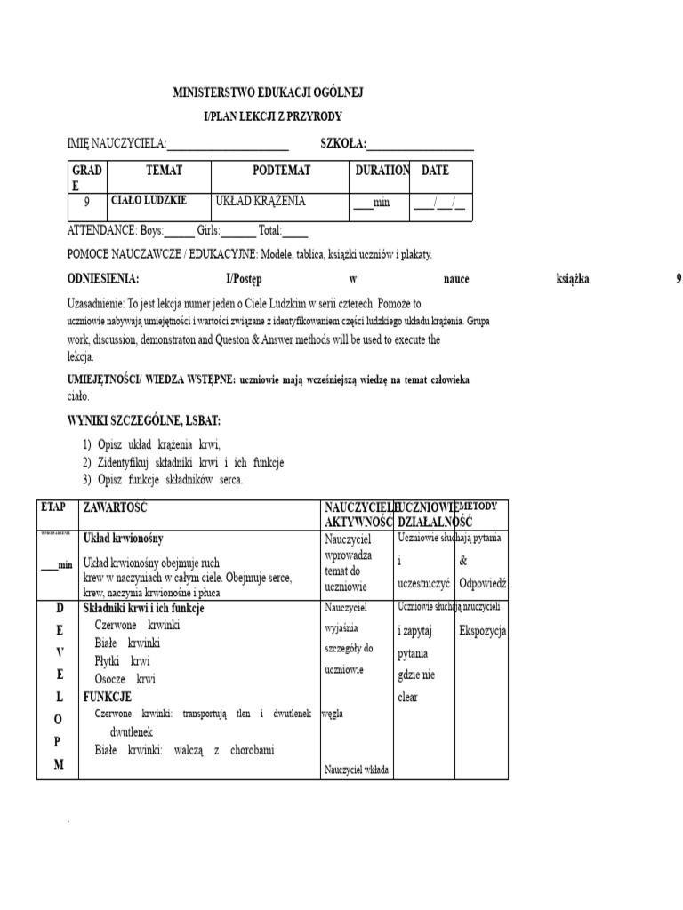 Plany Lekcji I-Nauka g9 g9 Autorstwa D. Phiri | PDF