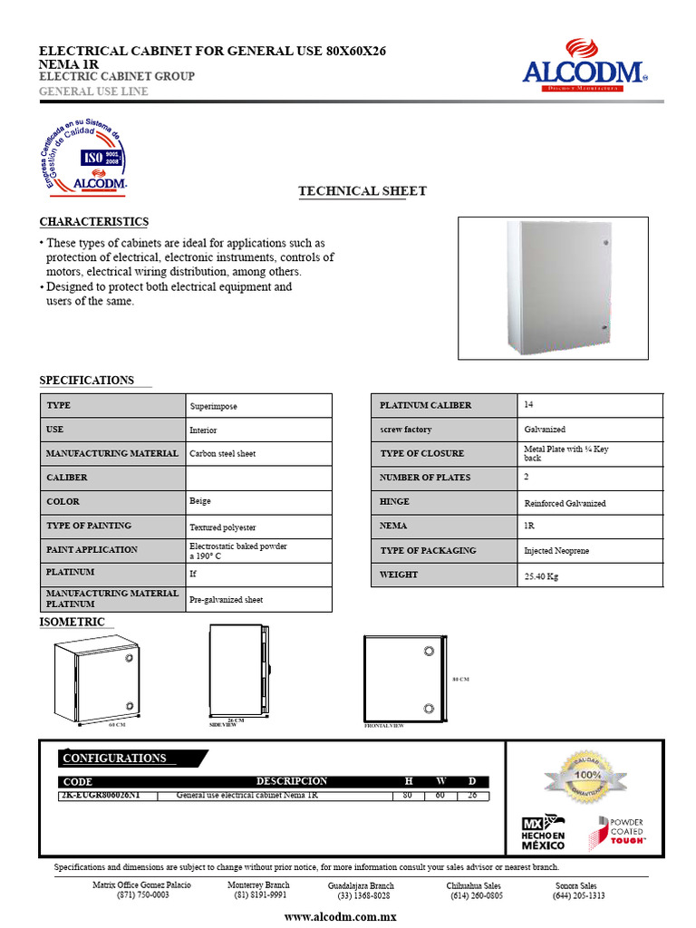 General Use Electrical Cabinet 80x60x26 | PDF | Building Materials ...