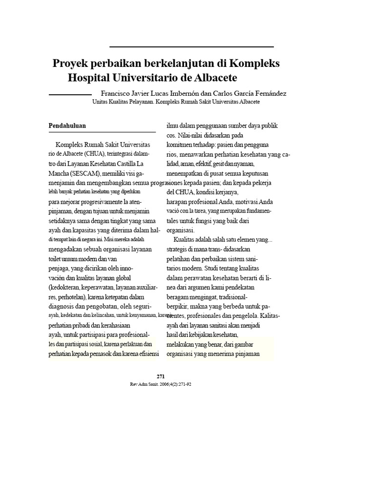 Proyek Perbaikan Berkelanjutan Di Rumah Sakit | PDF