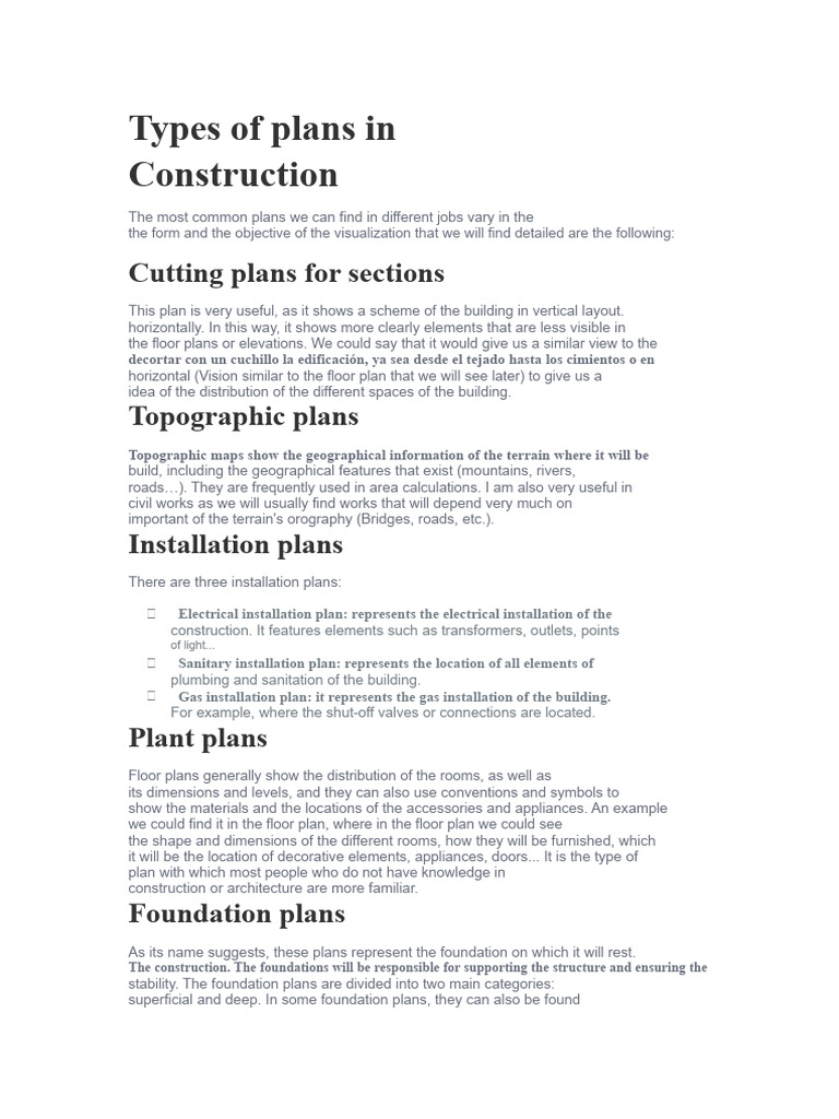 Types of Plans in Construction | PDF | Topography