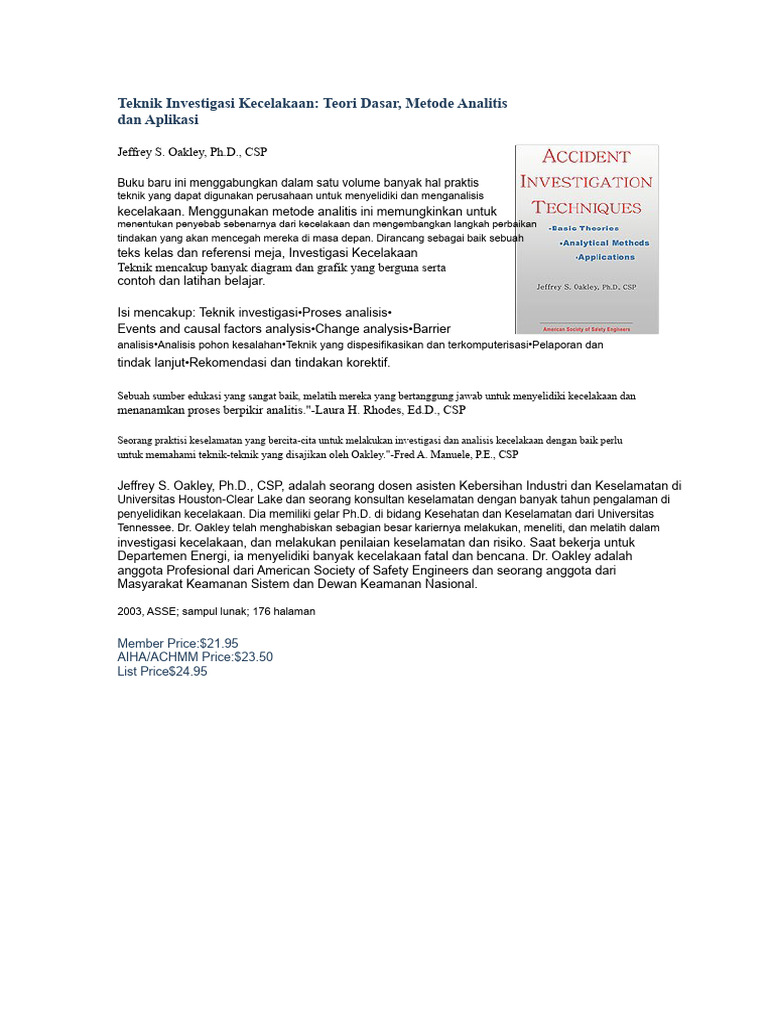 Teknik Investigasi Kecelakaan | PDF