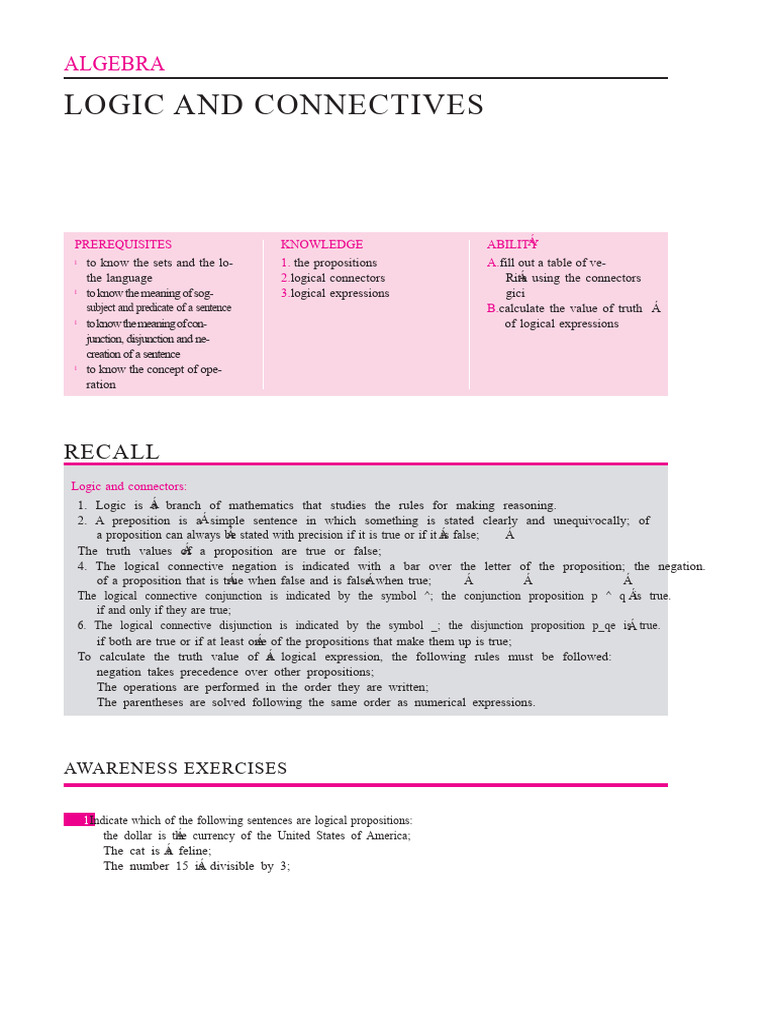 8 Logic and Connectives | PDF | Proposition | Truth