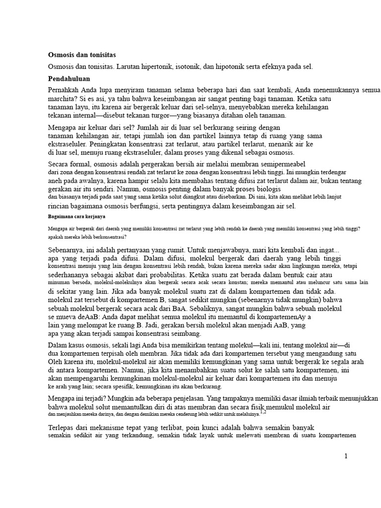4-5 Osmosis Dan Tonisitas | PDF
