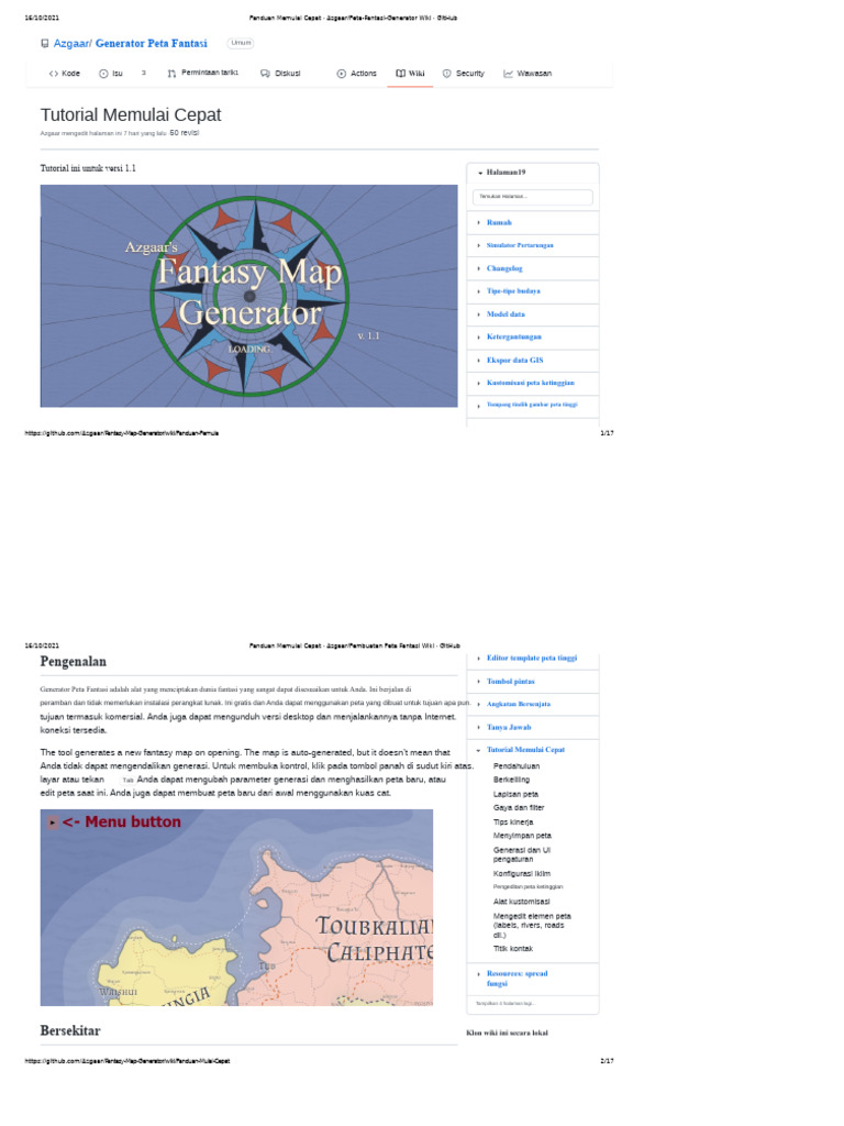 Tutorial Memulai Cepat Wiki Azgaar - Fantasy-Map-Generator GitHub | PDF