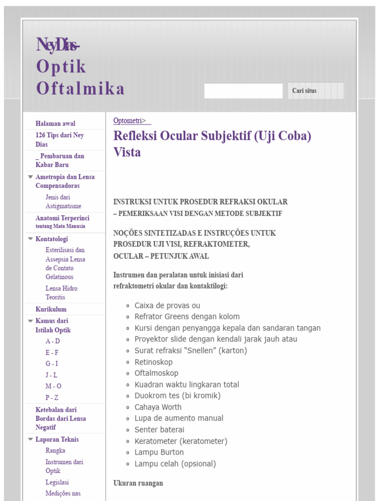 Refraksi Ocular Subjektif (Pemeriksaan Penglihatan) - Ney Dias - Optik Oftalmik | PDF