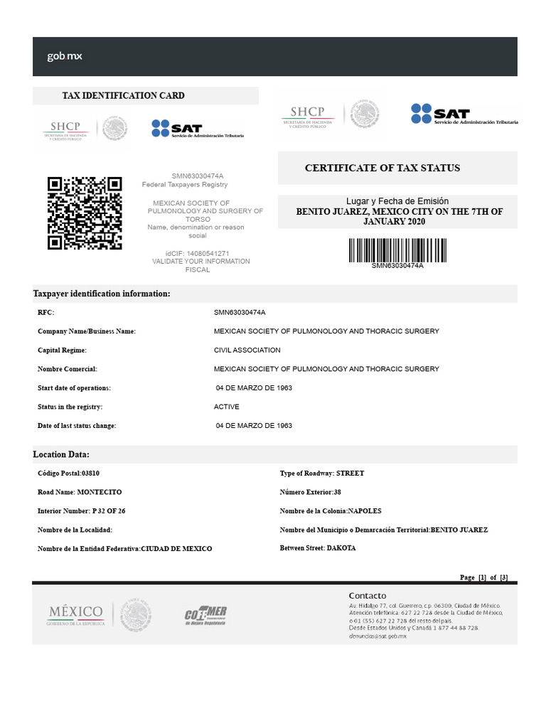 Mexican Tax Identification Certificate | PDF | Income Tax | Taxes