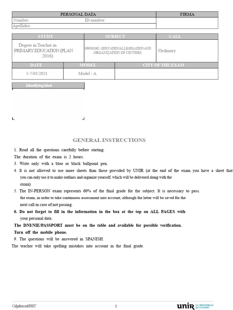 Educational Legislation Exam March 2021 Model A | PDF