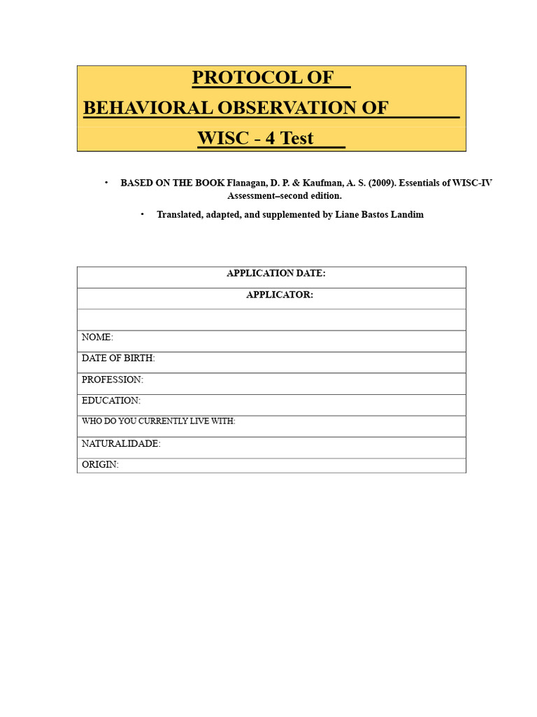 Figurative Concepts Wisc 4 - Observation Protocol | PDF | Neuroscience ...