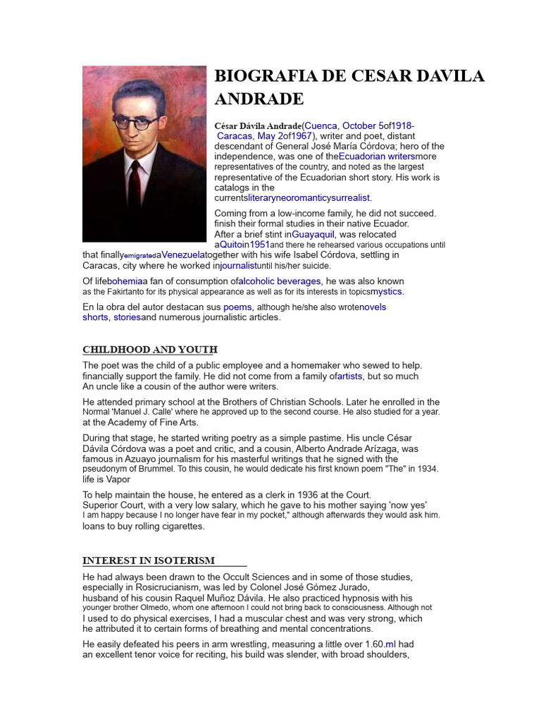César Dávila Andrade: Biografía y Obras | PDF | Ecuador