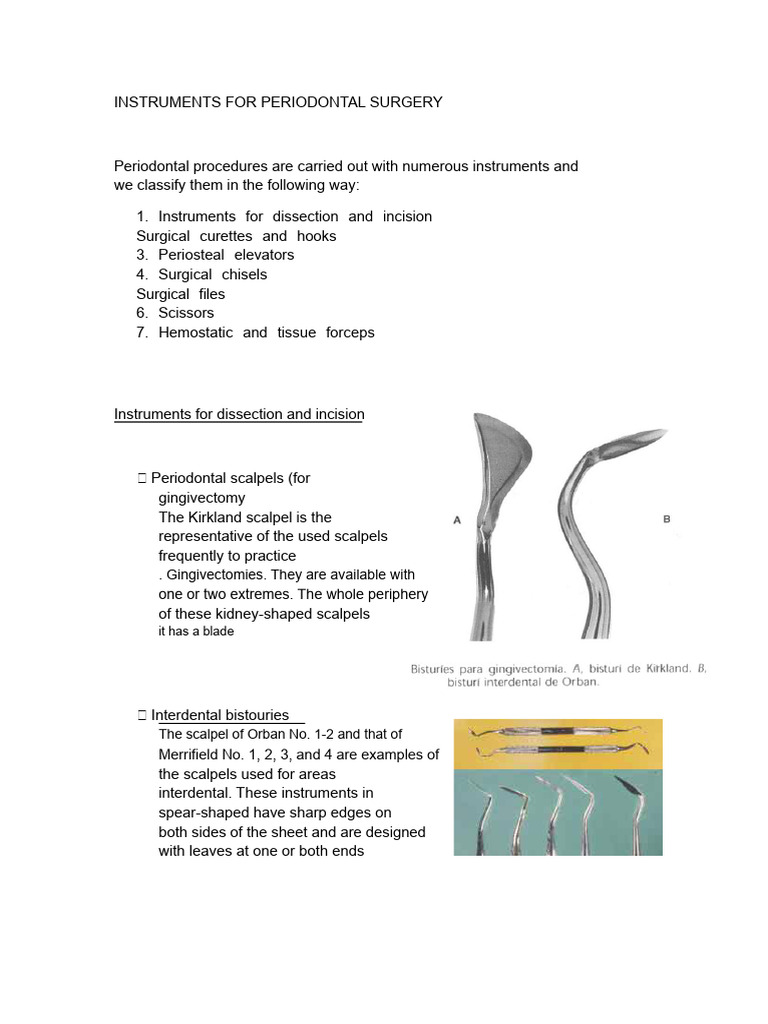 Essential Instruments for Periodontal Surgery | PDF | Medical ...
